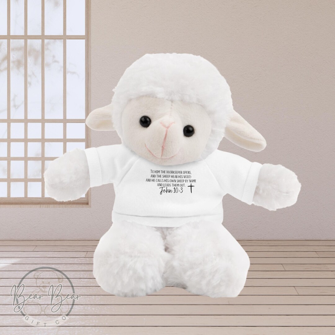 Bible Verse Lamb Plush Gift, Christian John 10:3 Scripture Sheep With T ...
