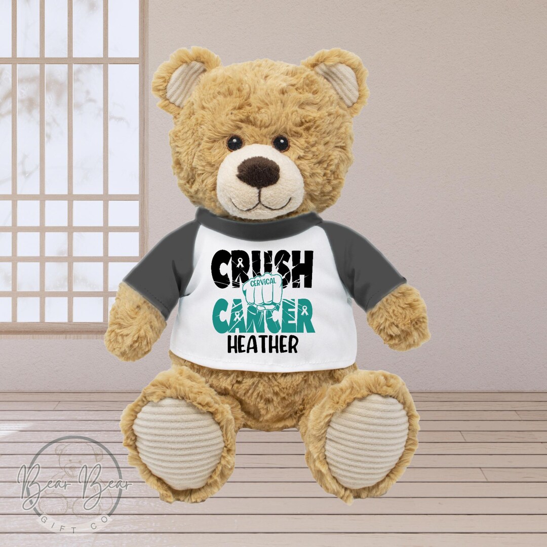 Personalized Crush Cervical Cancer Teddy Bear Gift, Custom Teal Ribbon ...