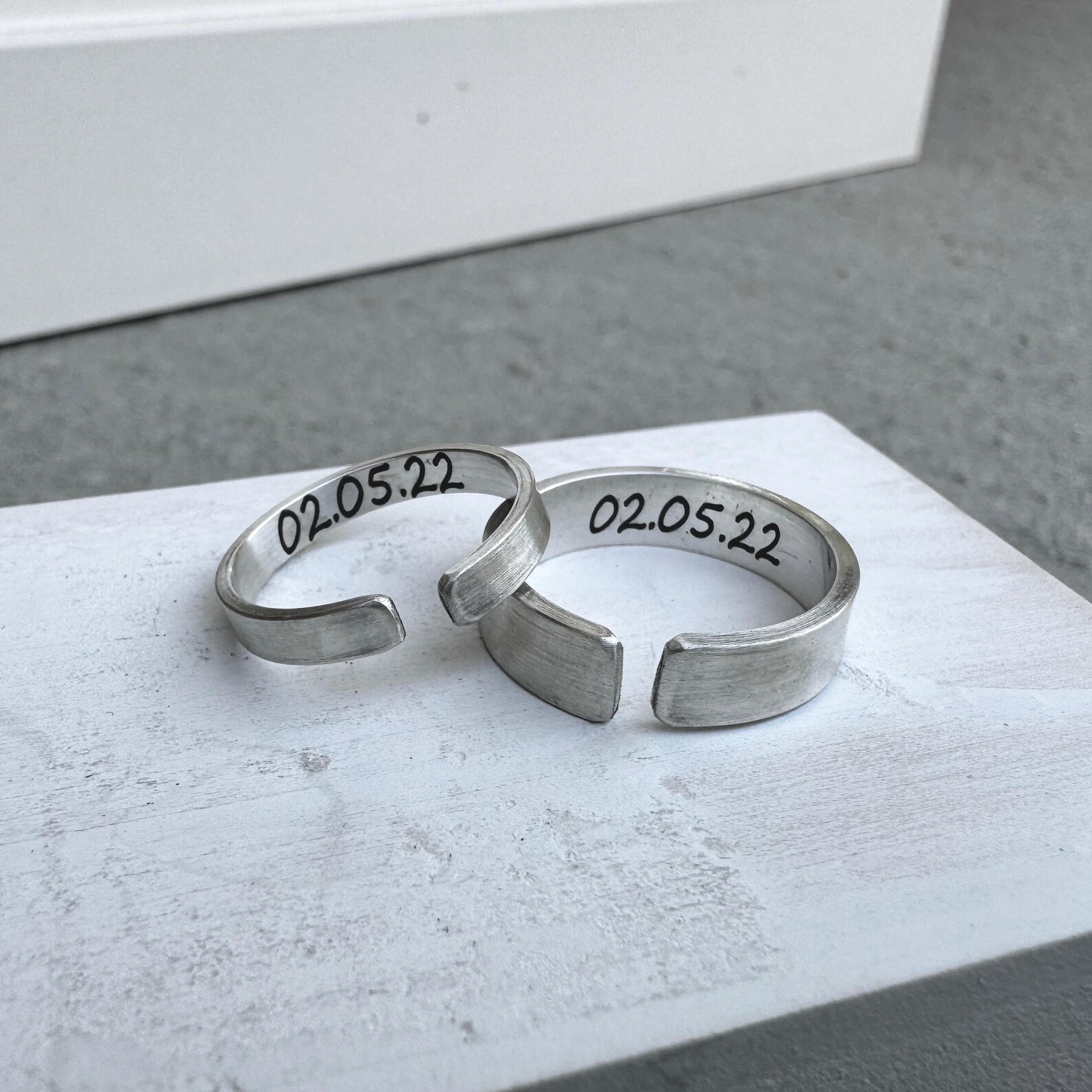 Couples Ring Set, Anniversary Date Ring Set, Adjustable Couples Rings ...