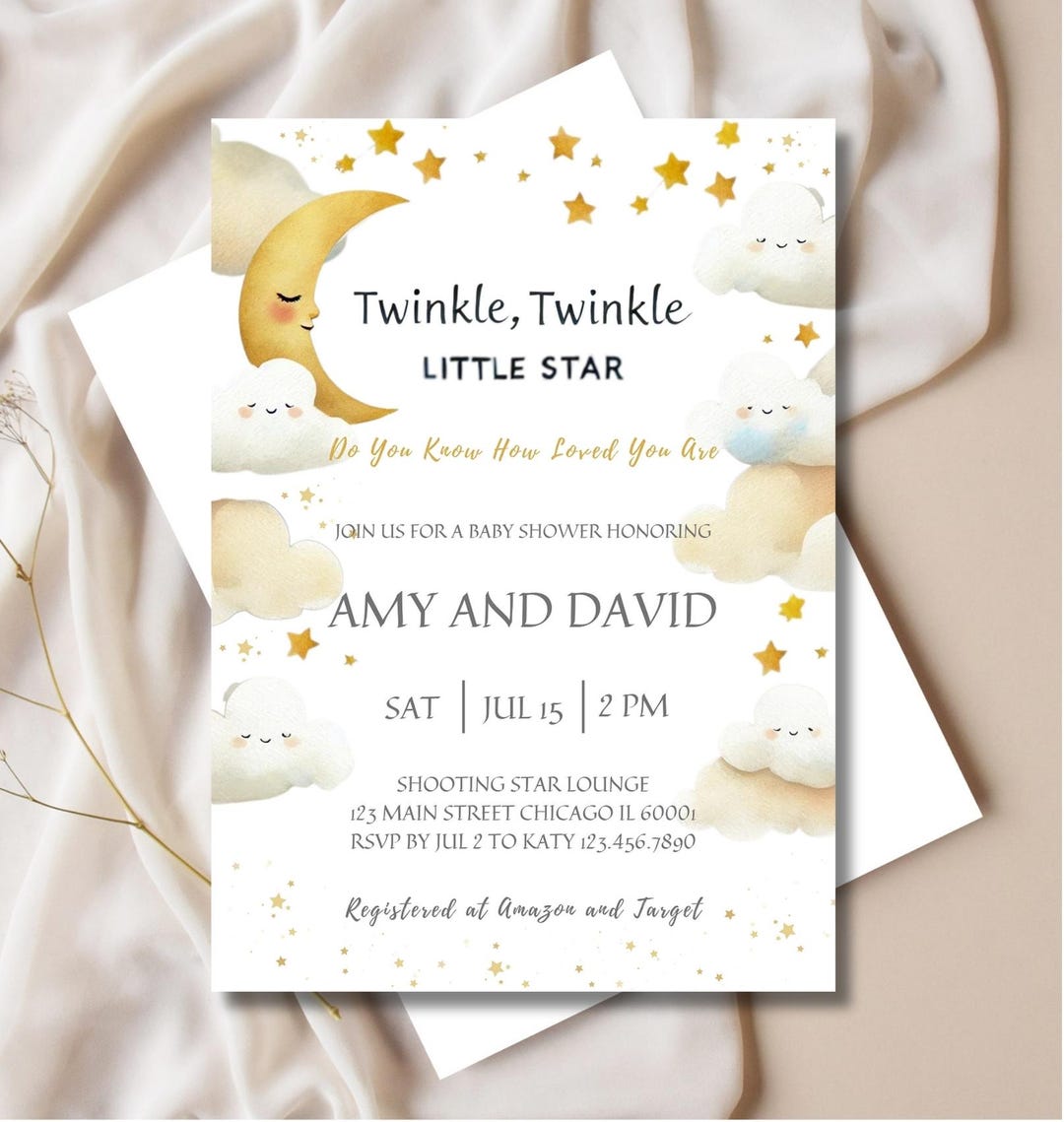 Editable Invite Twinkle Twinkle Little Star Baby Shower Invitation ...