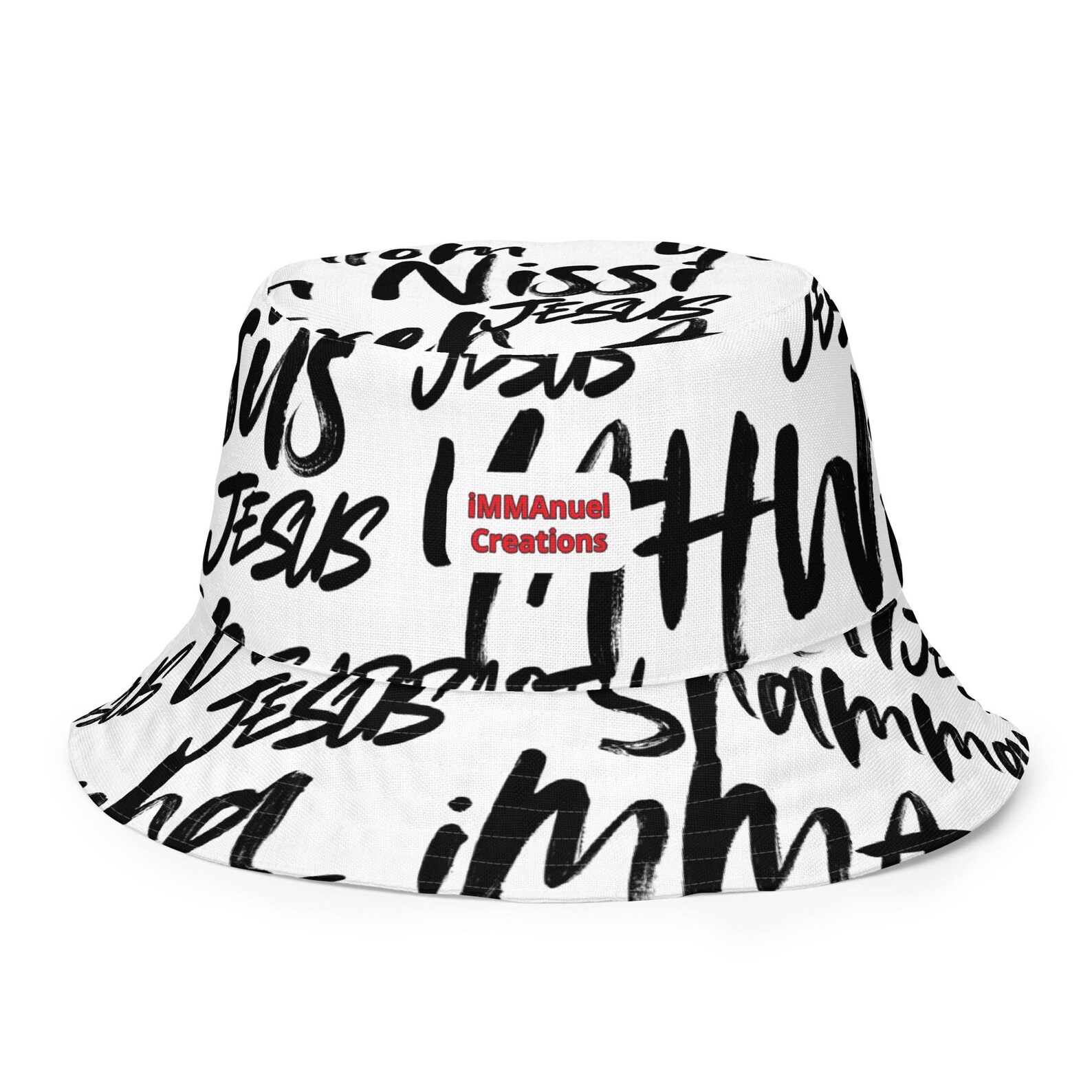 JESUS Names Reversible Bucket Hat - White With Black Letters - Faith ...