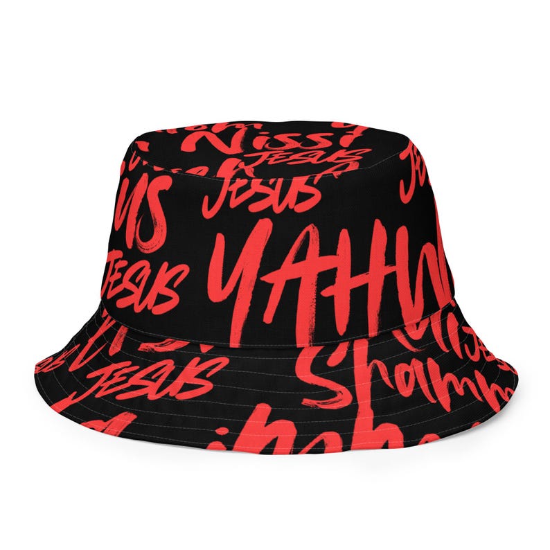 Reversible Bucket Hat: Black With Red JESUS Names - Faith Style - Etsy