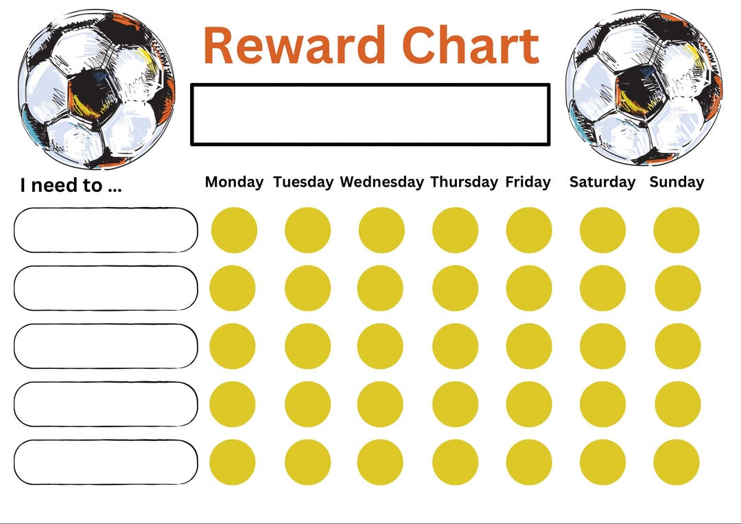 Football Reward Chart for Kids/ Editable Behaviour Chart/ Printable ...