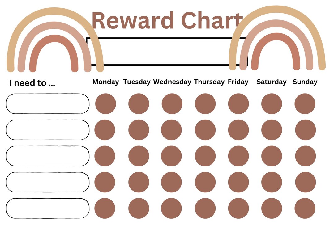 Aesthetic Rainbow Reward Chart for Kids/ Editable Behaviour Chart ...
