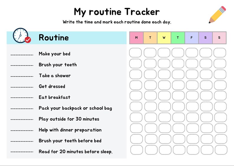 Editable Daily Routine Chart for Kids - Minimalist Chore Schedule ...