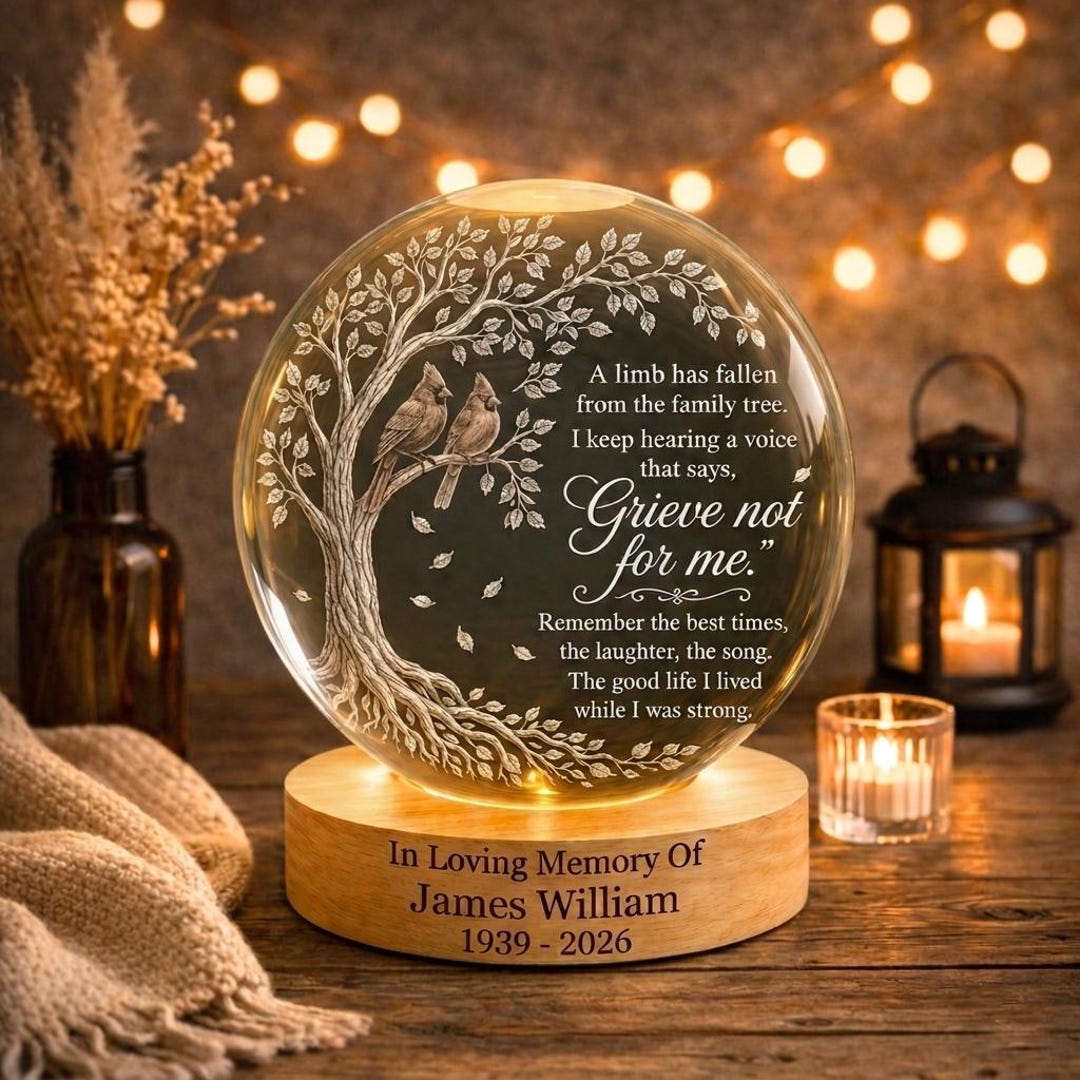 Personalized Memorial Crystal Globe Lamp, Custom Night Light ...