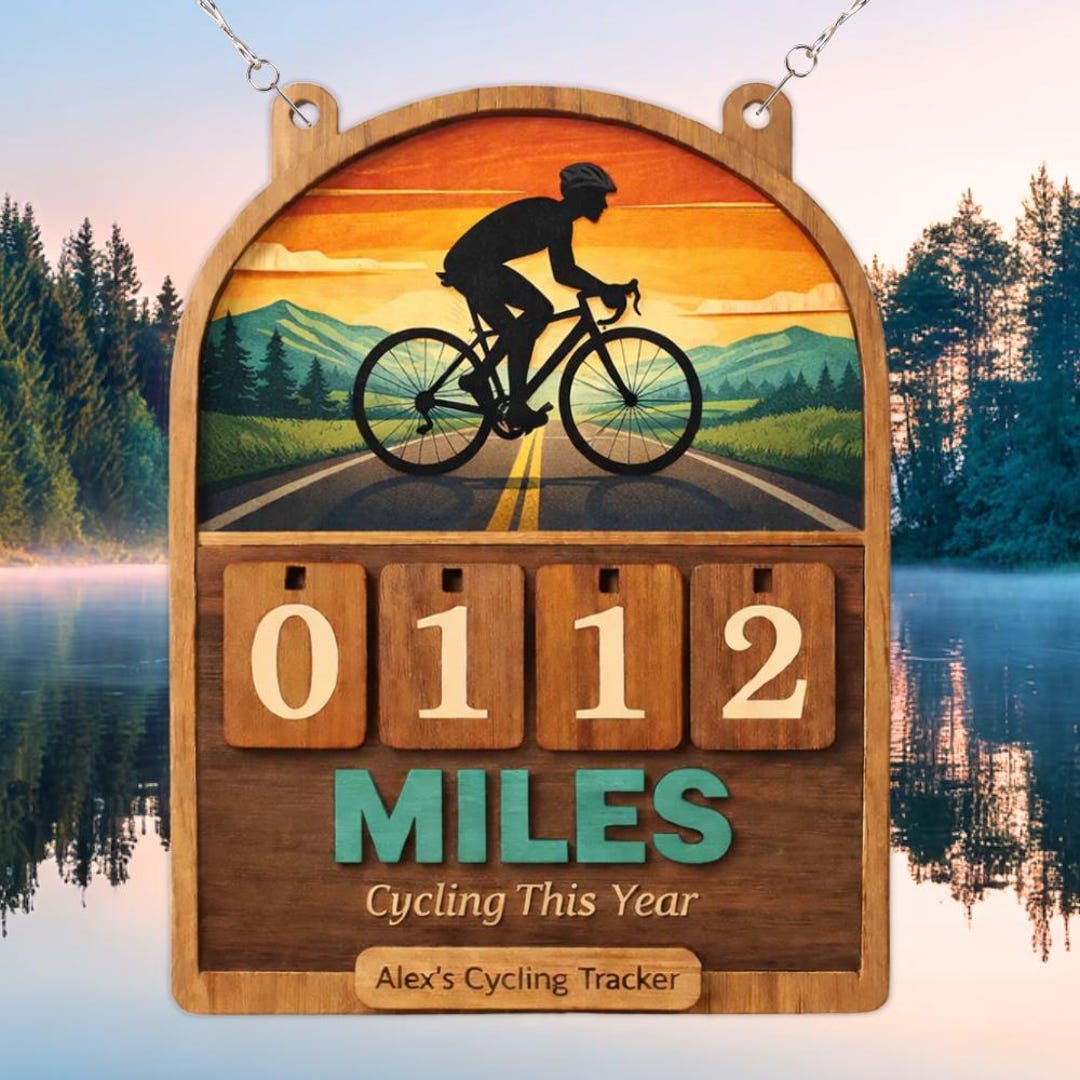 Personalized Miles Cycling This Year Tracker Sign Custom Miles Ridden ...