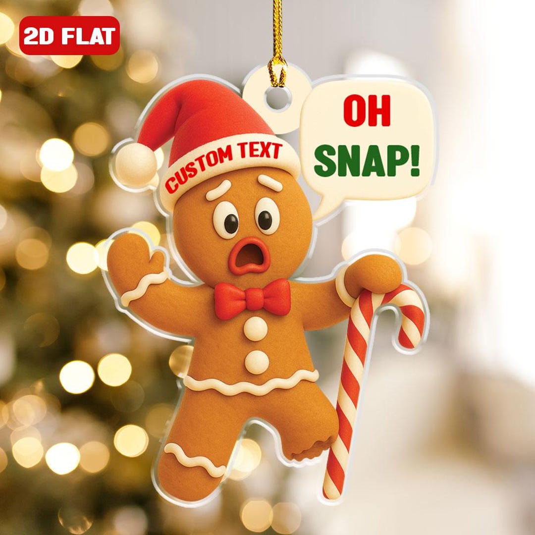 Personalized Gingerbread Man Christmas Ornament Flat Acrylic Custom ...