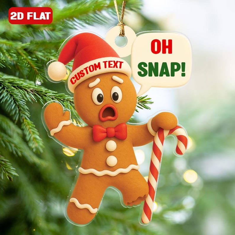 Personalized Gingerbread Man Christmas Ornament Flat Acrylic Custom ...