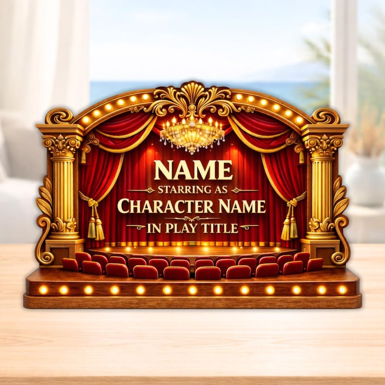 Personalized Theatre Stage Wooden Block Custom Name School Play Actor ...