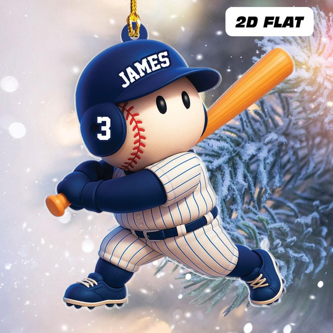 Personalized Baseball Boy Christmas Ornament Flat Acrylic Custom ...