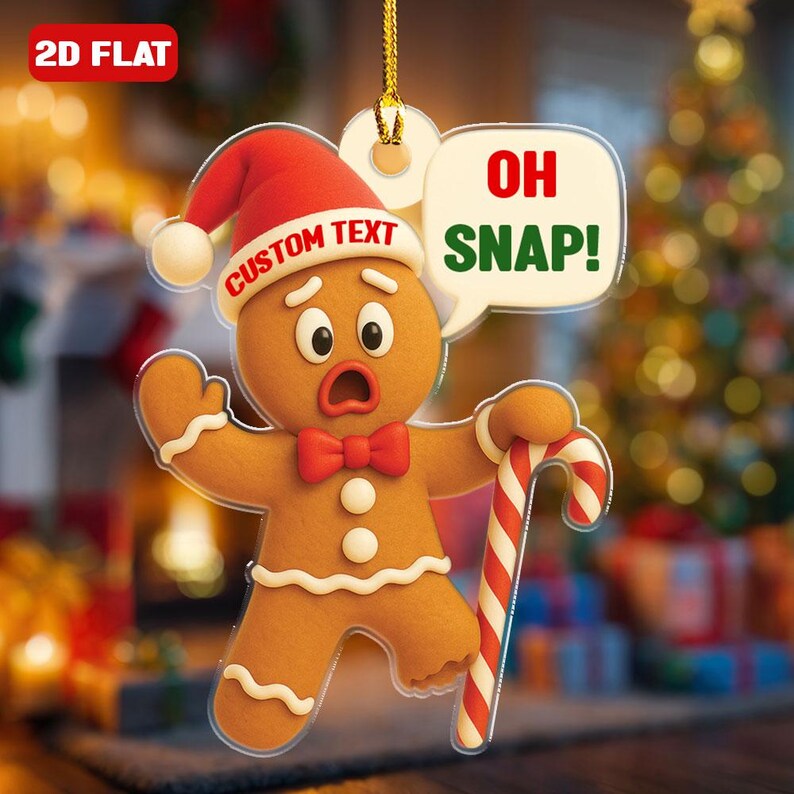 Personalized Gingerbread Man Christmas Ornament Flat Acrylic Custom ...
