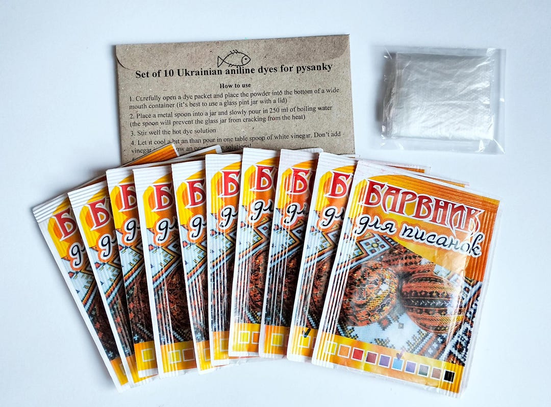 Pysanky Dyes (non-edible), Set of 10 Colors, Ukrainian Aniline Dyes for ...