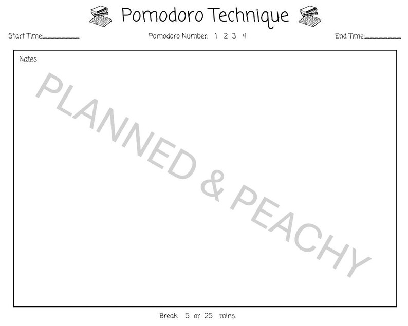Study & Focus Planner | Pomodoro Method Worksheet| Productivity Tool ...