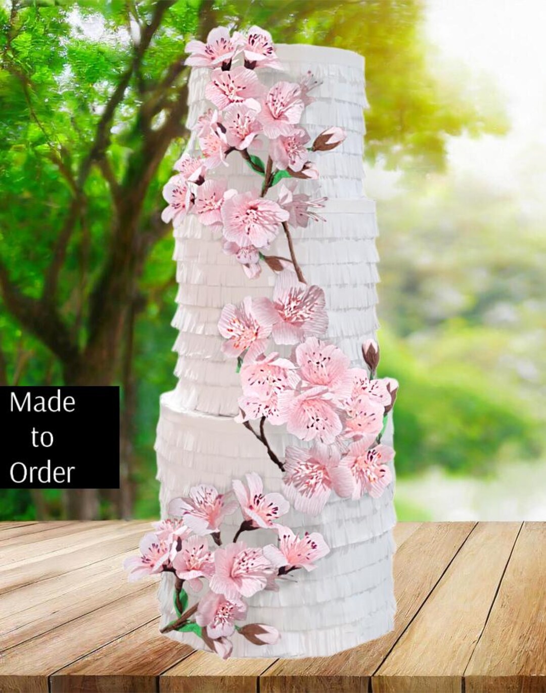 Customized Wedding Cake Piñata With Handmade Italian Crepe Flowers - Etsy