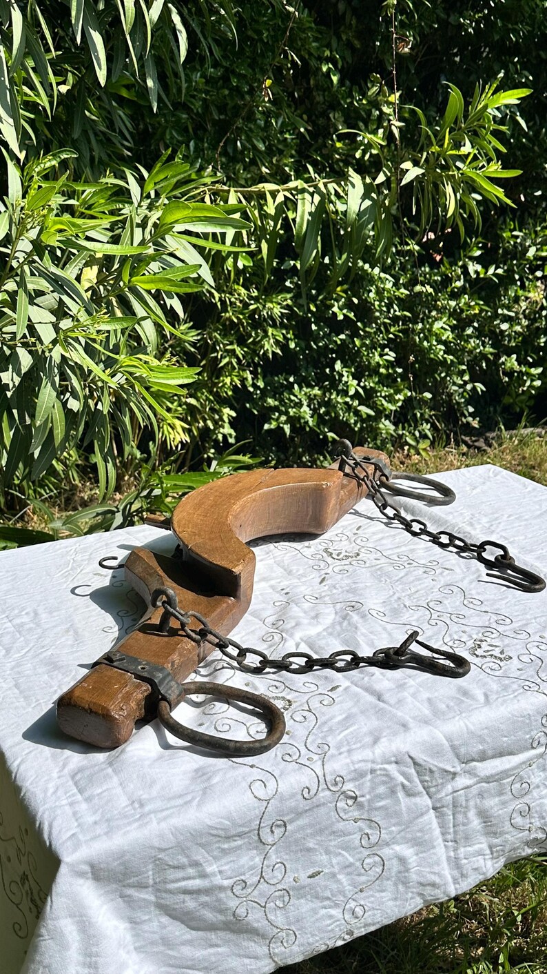 Authentic Old French Wood Cast Iron Oxen Yoke - RARE - Oxen/horse Yoke ...