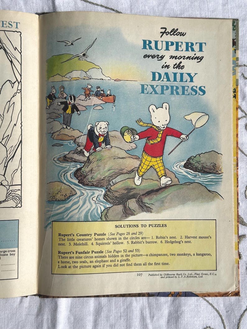 RUPERT the Daily Express Annual Vintage Book - Printed in Great Britain ...