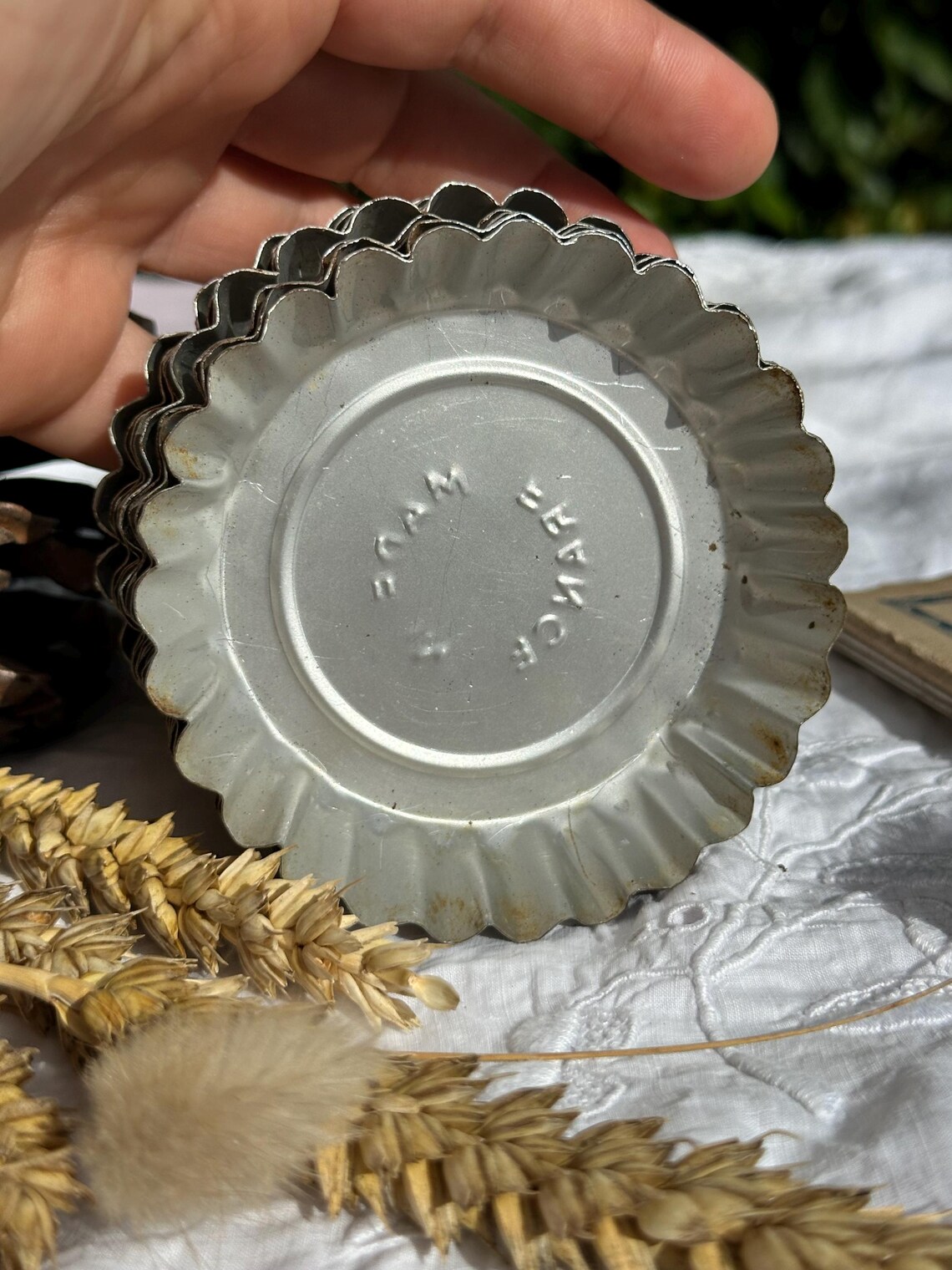 Set of 9 Antique Round Metal Tartlet Molds - Made in France - Tableware ...
