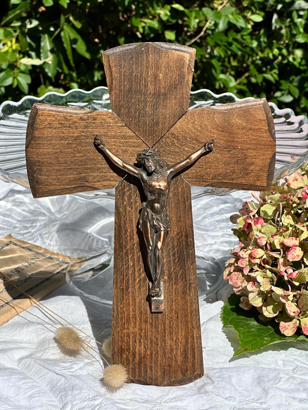 Antique Crucifix/cross Wood & Copper - Jesus Christ - Religious Wall ...