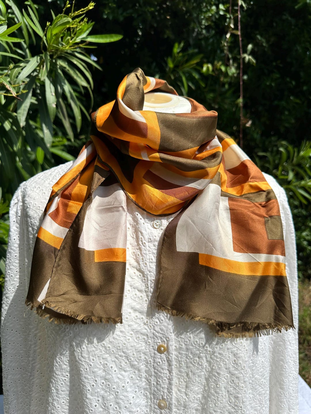 VINTAGE Silk Scarf JACQUES FATH Boutique Paris - 118x27 Cm - 70s French ...