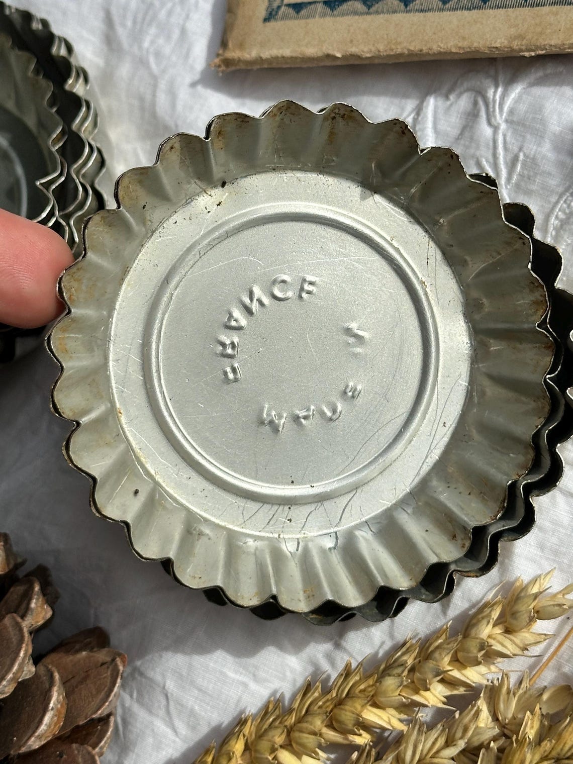 Set of 9 Antique Round Metal Tartlet Molds - Made in France - Tableware ...