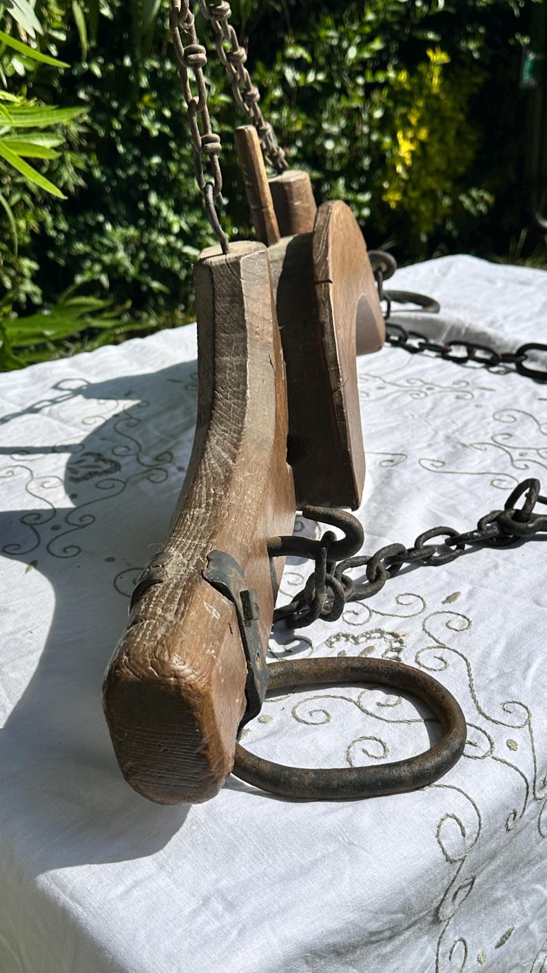 Authentic Old French Wood Cast Iron Oxen Yoke - RARE - Oxen/horse Yoke ...