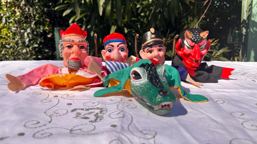 5 French Vintage Rubber Hand Puppets - French Guignol Puppets - Doll ...
