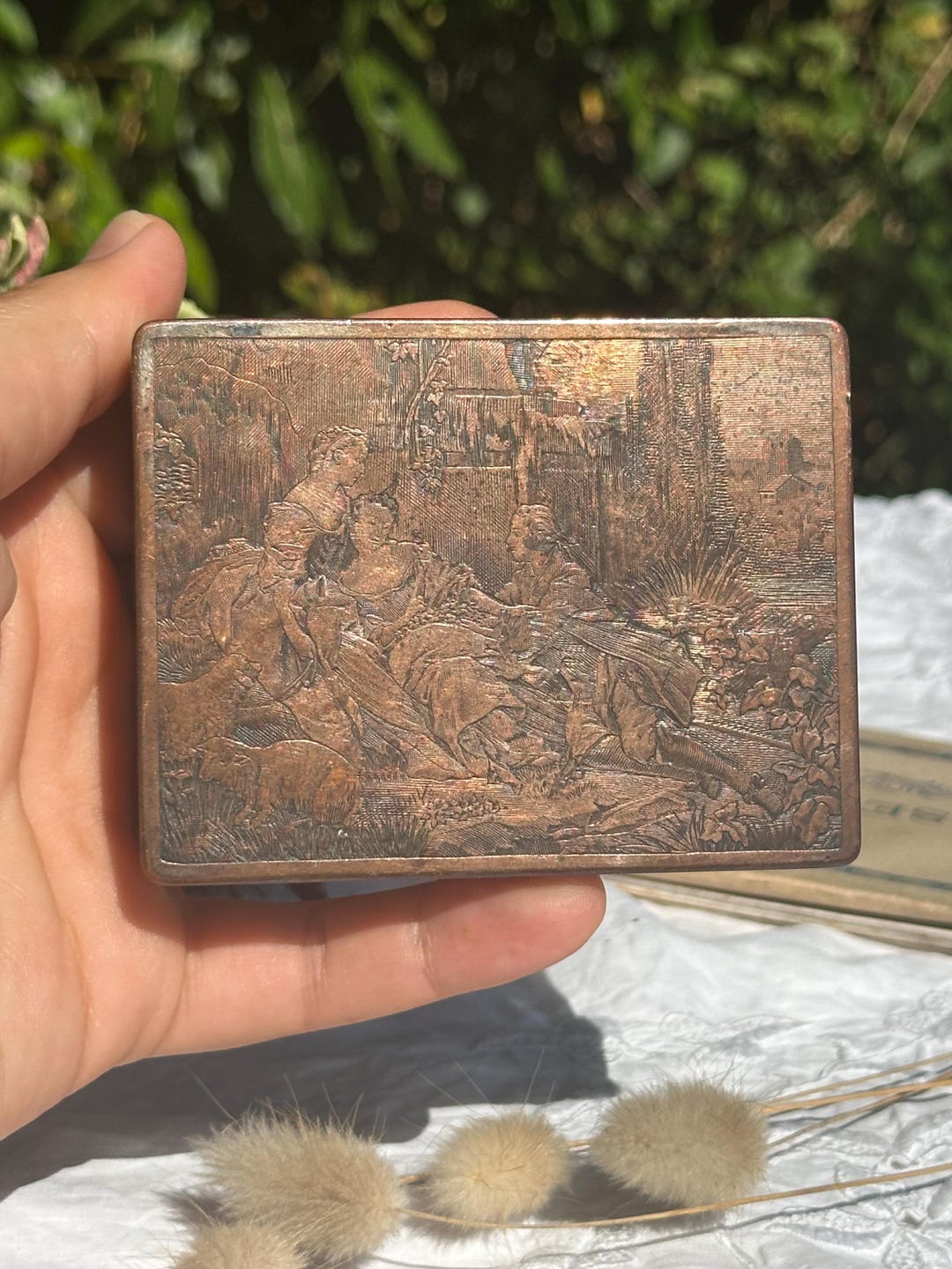 Antique Small Cigar Box in Copper, Brass & Wood - Galant Decor After ...
