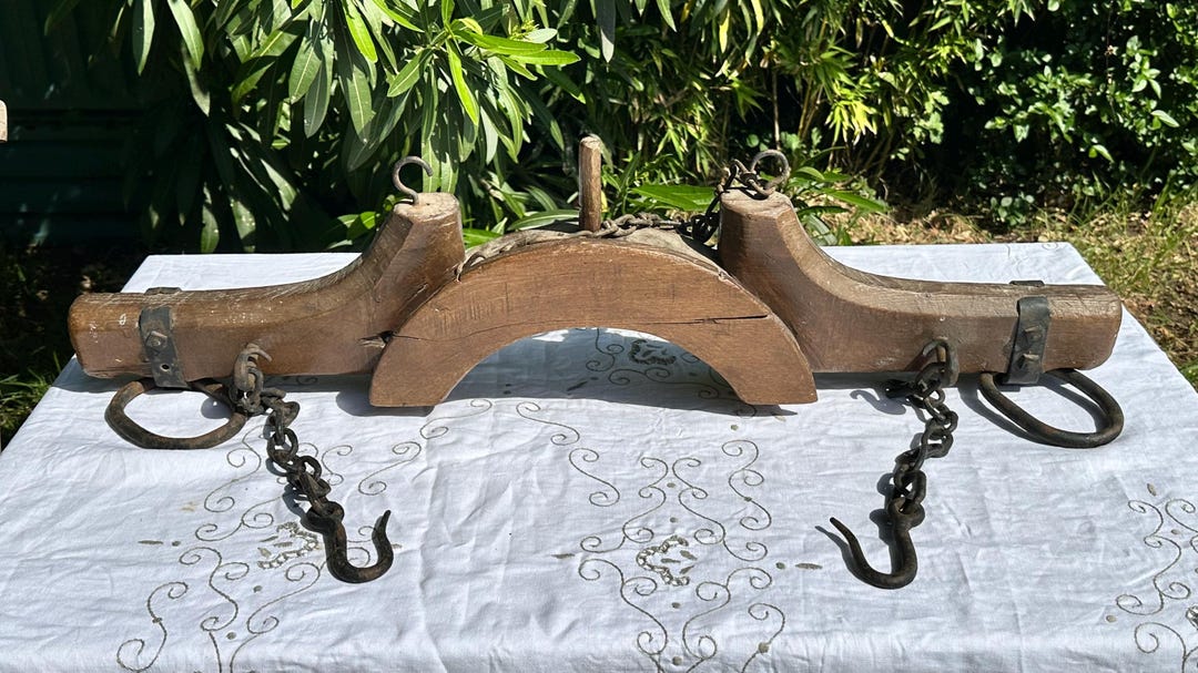Authentic Old French Wood Cast Iron Oxen Yoke - RARE - Oxen/horse Yoke ...