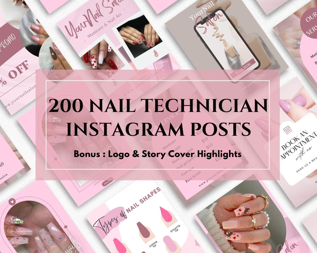 Nail Technician Salon Instagram Branding Kit , Nail Salon Instagram ...
