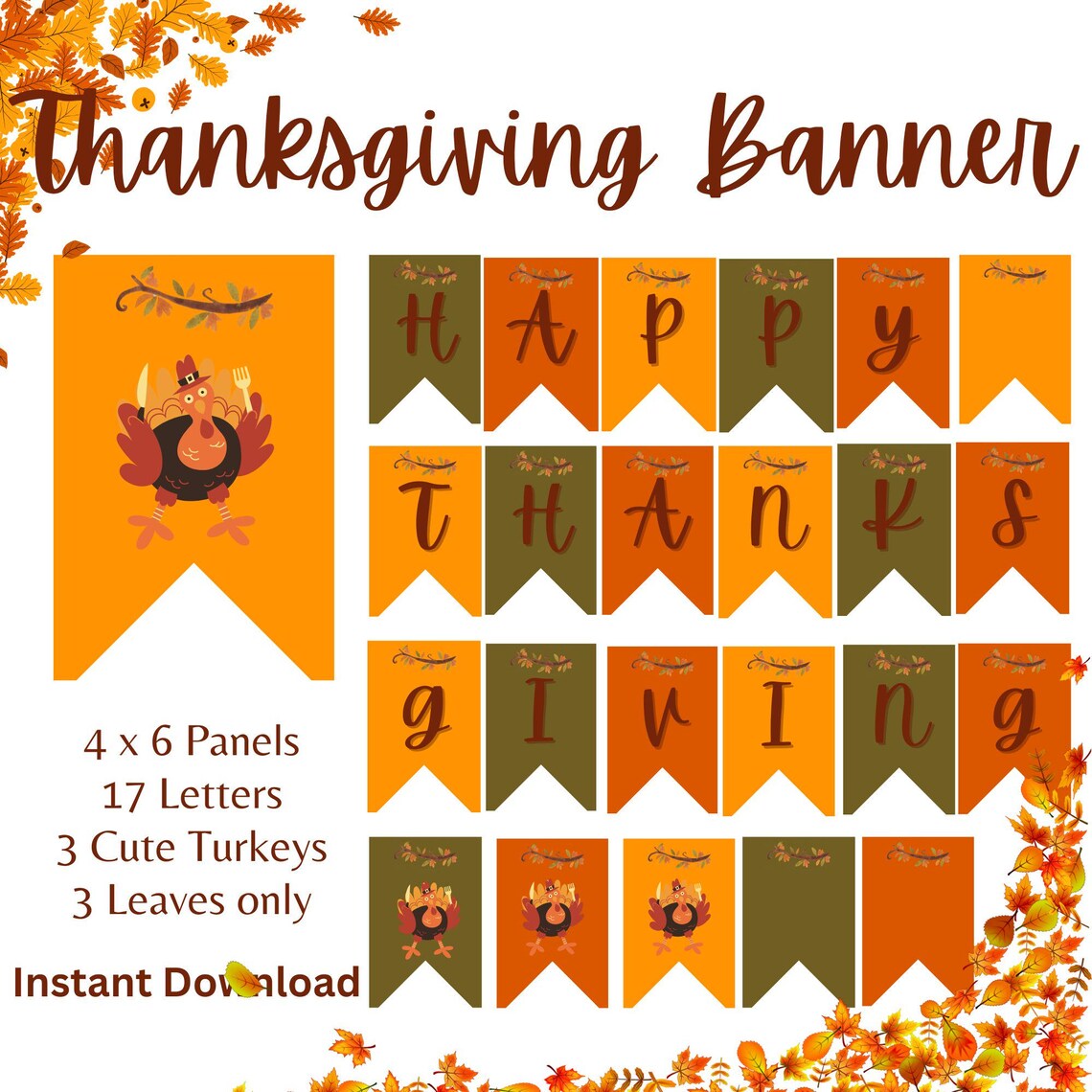 Thanksgiving Banner Printable - DIY Banner Thanksgiving Template ...