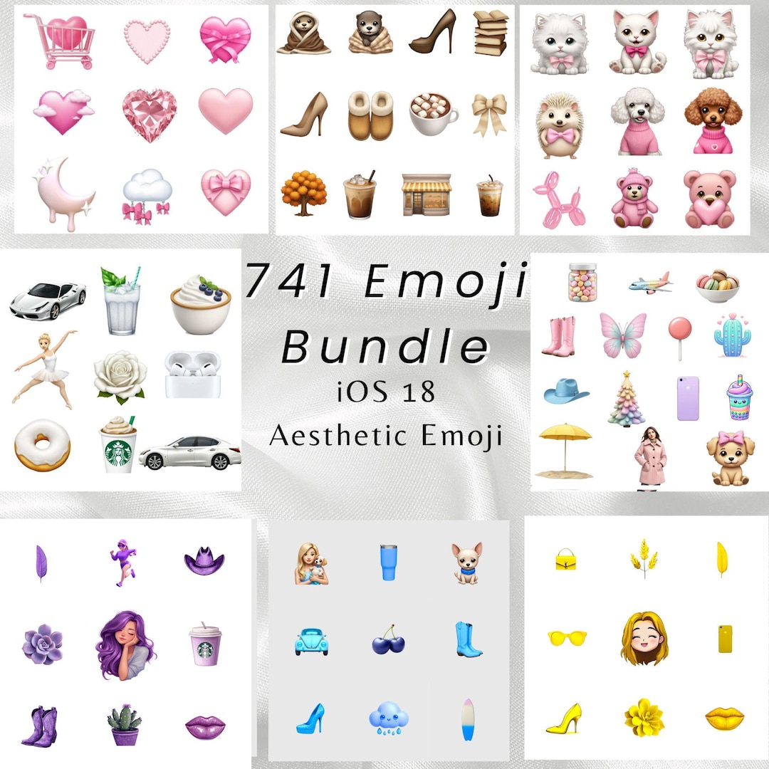 741 Aesthetic Ios Emoji Sticker Bundle Emoji Pack Imessage Instagram ...
