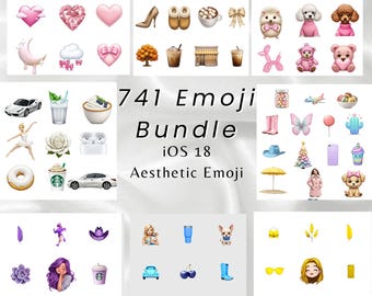 741 Aesthetic Ios Emoji Sticker Bundle Emoji Pack Imessage Instagram ...
