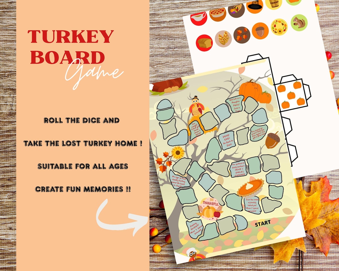 Thanksgiving Turkey Board Game Printable Party Game Fun Thanksgiving ...