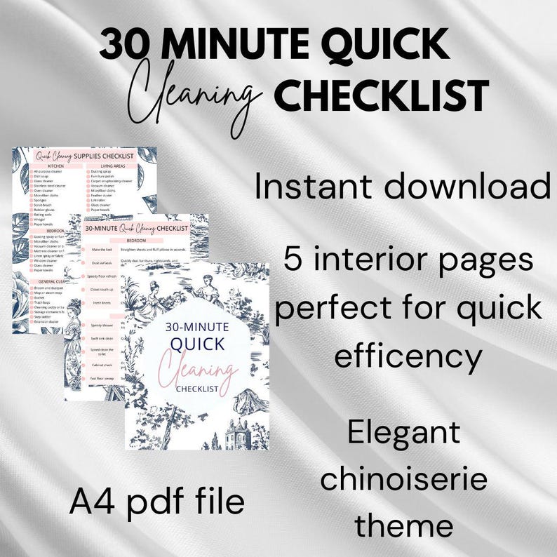 30 Minute Room Cleaning Checklist , Room Cleaning Printable , Cleaning ...