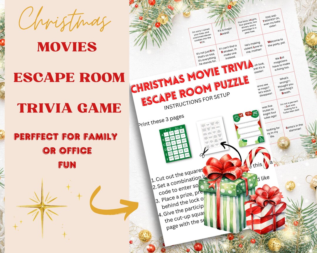 Christmas Movie Escape Room Printable Game, Holiday Puzzle Challenge ...