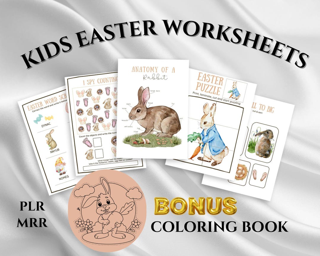 Kids Easter Activity Book, Easter Learning Worksheets PLR , Easter ...