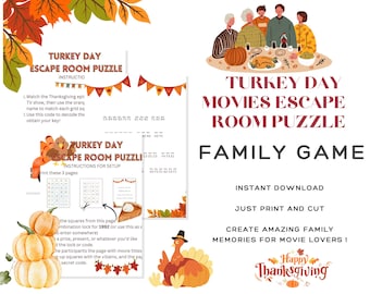 Printable Thanksgiving Movies Escape Room - Fun Thanksgiving Game for ...