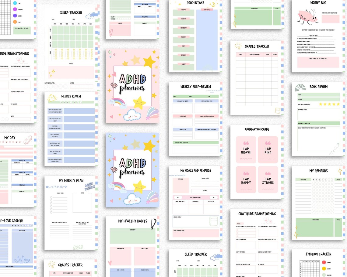 ADHD Planner for Kids, Adhd Kids School Tracker, Adhd Digital Planner ...