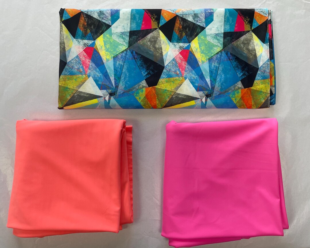 BUNDLE: Geometric (1 1/4 Yards), Coral Matte Lycra (1 1/4 Yards ...