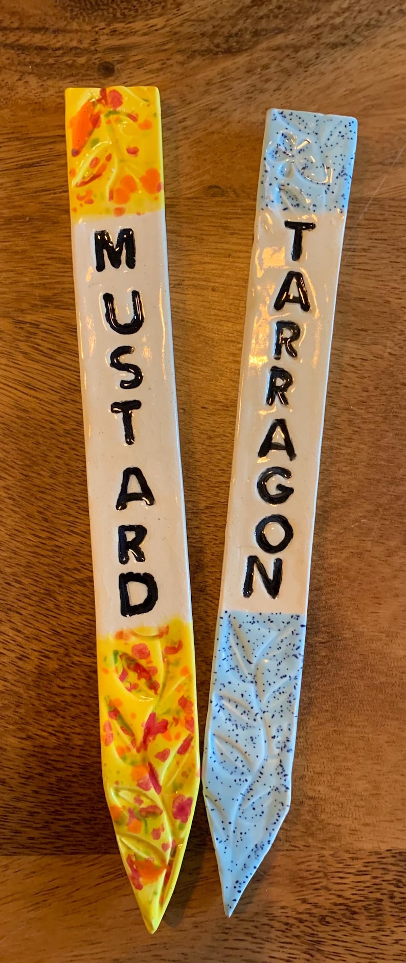 Handmade Ceramic Herb Garden Markers, Herb Plant Stakes, Yard Sign ...