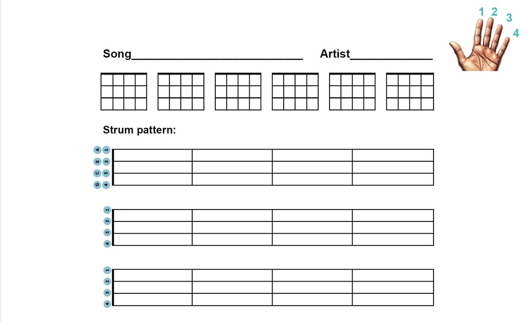 Ukulele Tab Sheet Blank - Digital Download, Printable - Etsy