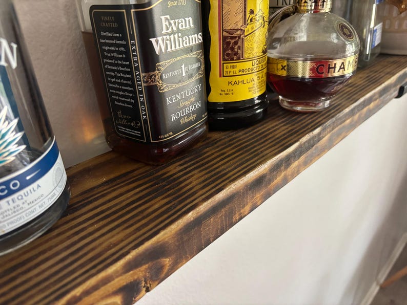 Burned Wood Floating Shelf – Rustic Farmhouse Wall Decor – Industrial ...