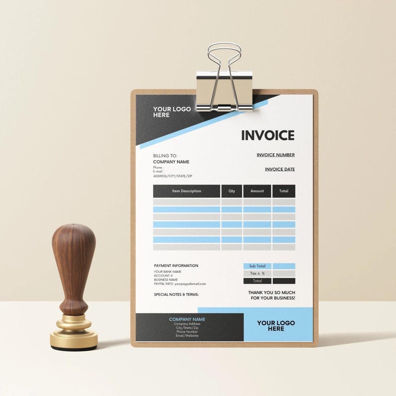 Editable Business Invoice Template | Printable Custom Order Form ...