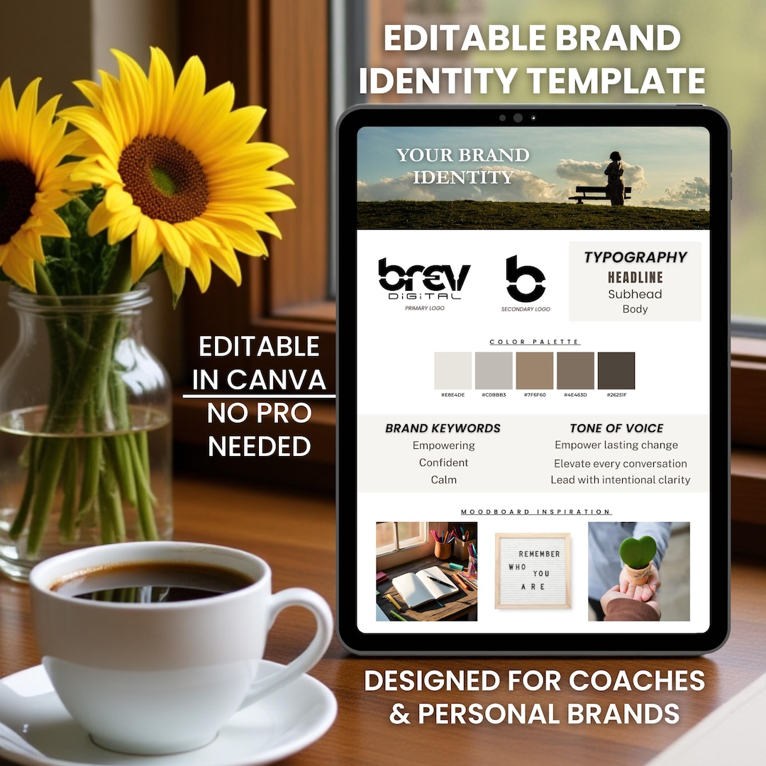 Editable Brand Identity Template | One Page Style Guide (digital ...