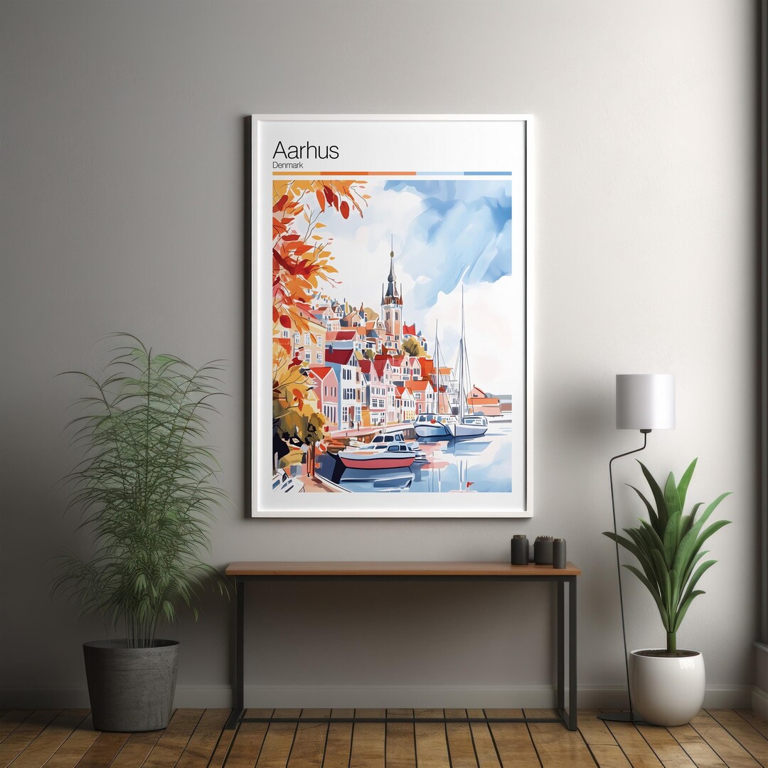 Aarhus Art Print - Aarhus Travel Poster / Denmark Wall Art Print ...