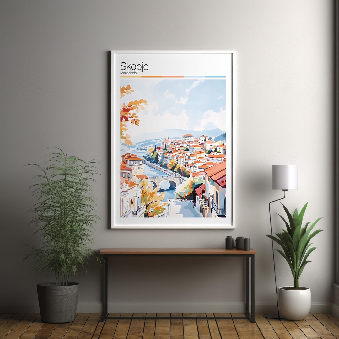Skopje Art Print - Skopje Travel Poster / Macedonia Wall Art Print ...