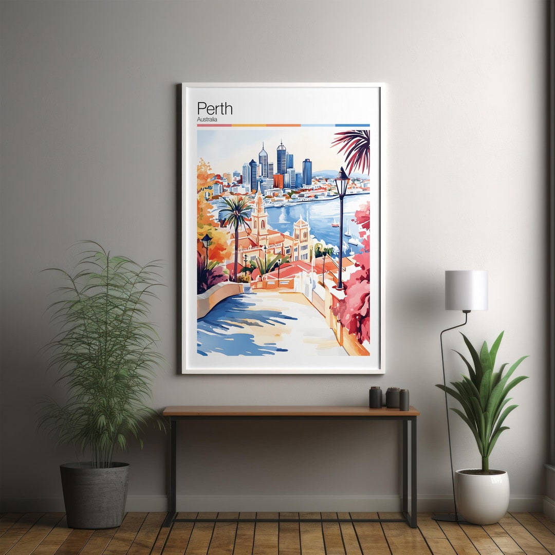 Perth Art Print - Perth Travel Poster / Australia Wall Art Print ...