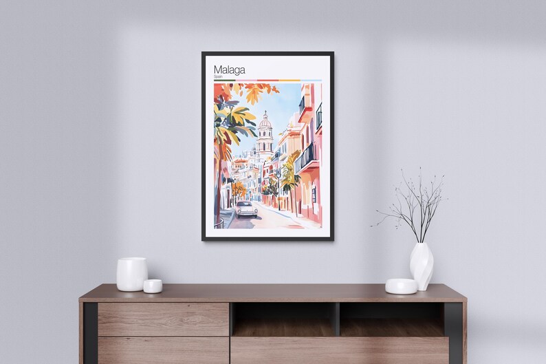 Malaga Poster Malaga Travel Print / Spain Wall Art Print / Spain Home ...