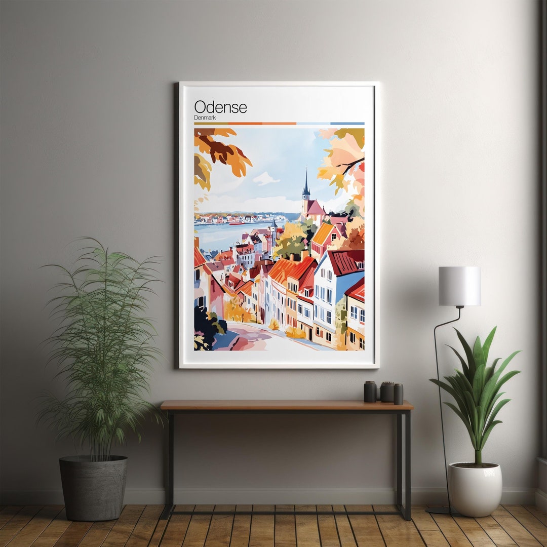 Odense Art Print - Odense Travel Poster / Denmark Wall Art Print ...